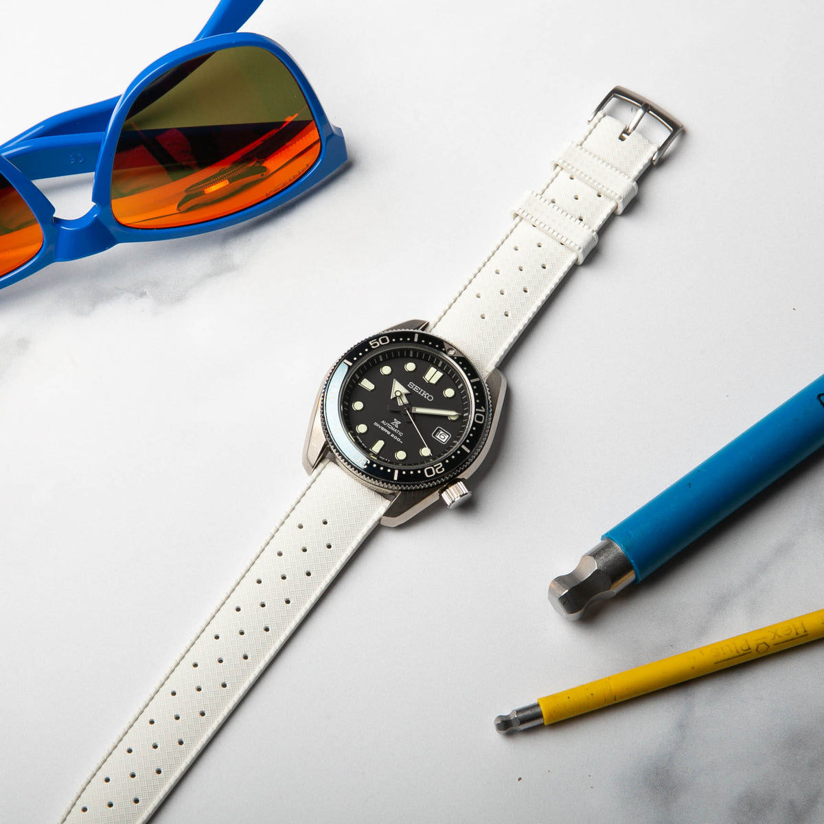 White FKM Rubber Tropical Style Strap – North Straps