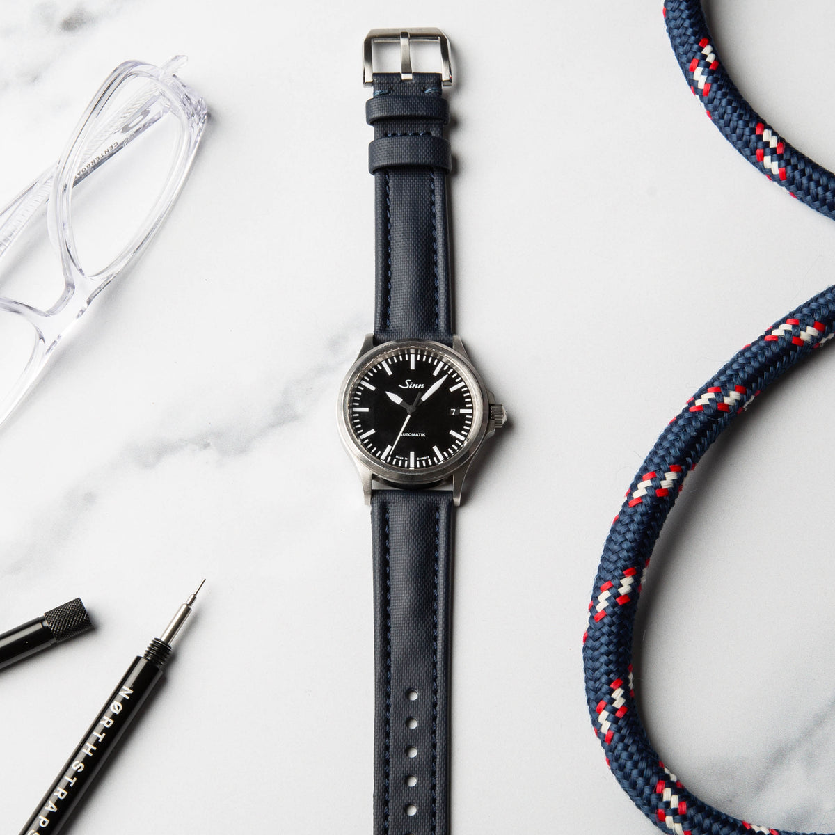 Navy Blue Fathoms Sailcloth Watch Strap – North Straps