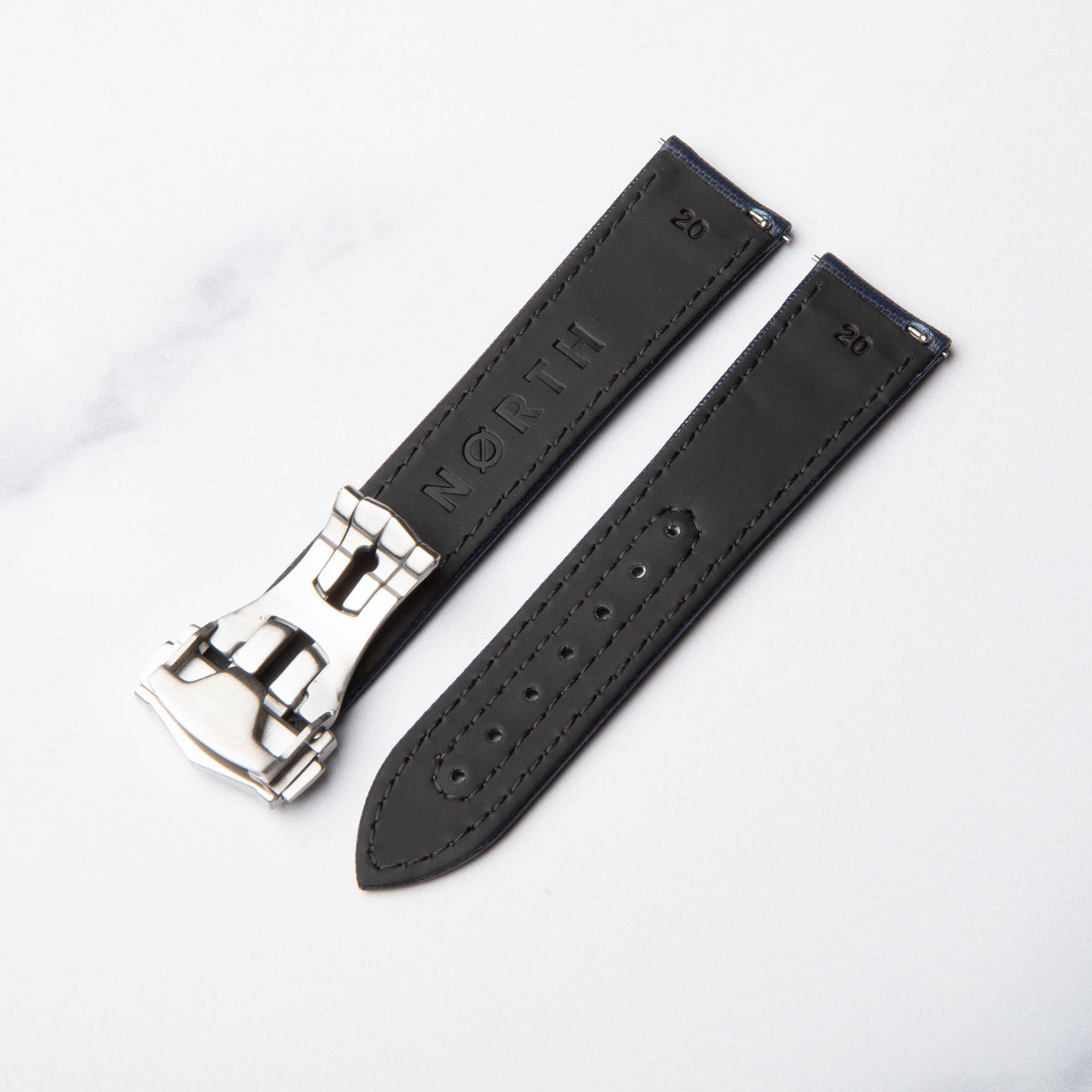 Navy Blue Fathoms Sailcloth Foldover Watch Strap – North Straps