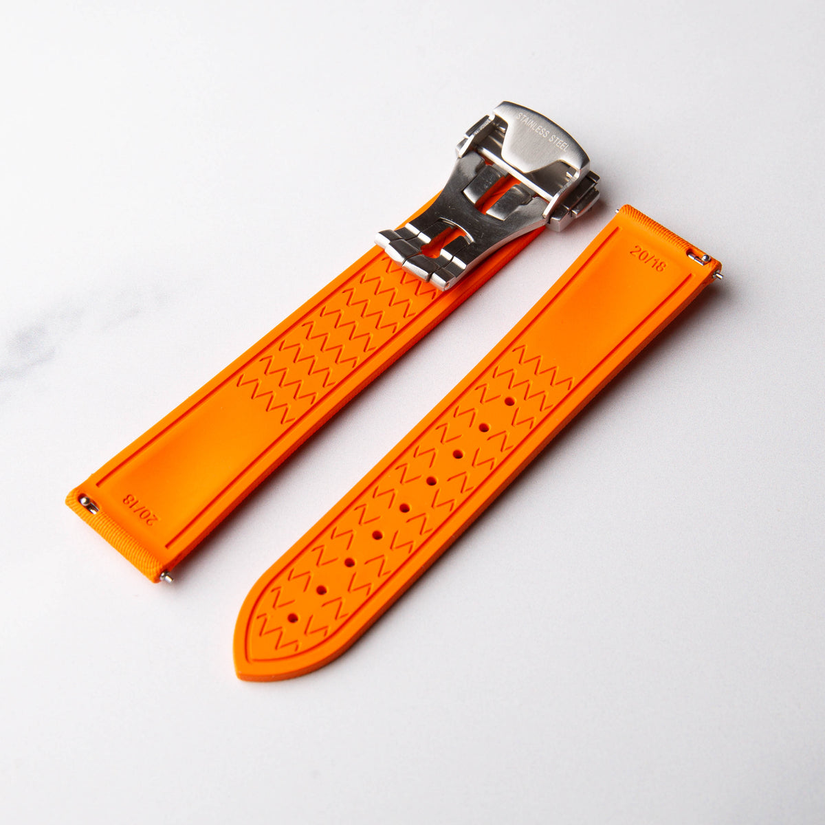 Orange FKM Rubber Foldover Watch Strap – North Straps