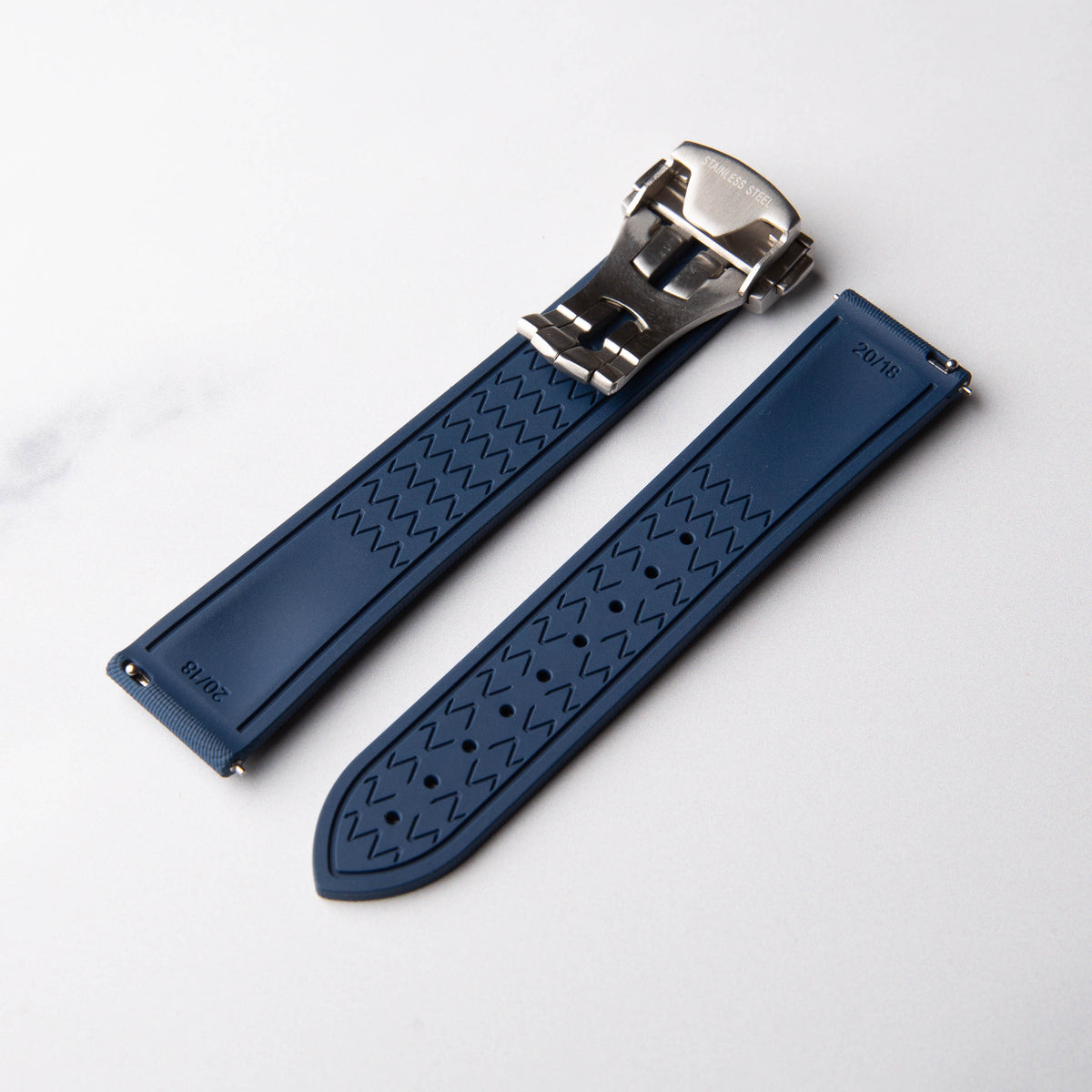Blue FKM Rubber Foldover Watch Strap – North Straps