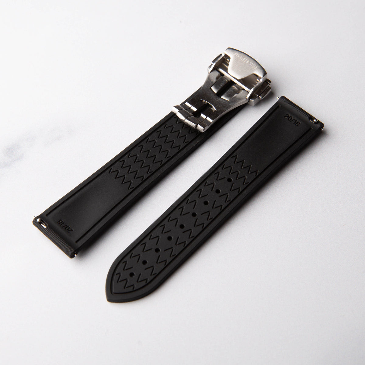 Black FKM Rubber Foldover Watch Strap – North Straps