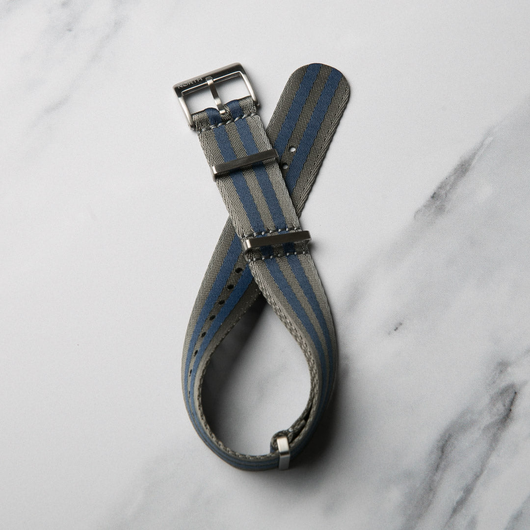 Grey/Blue Premium Military Watch Strap – North Straps